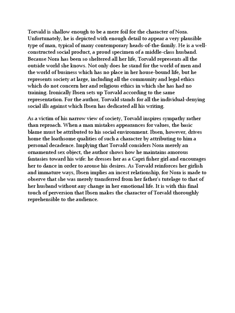 Character Analysis Torvald Helmer | PDF