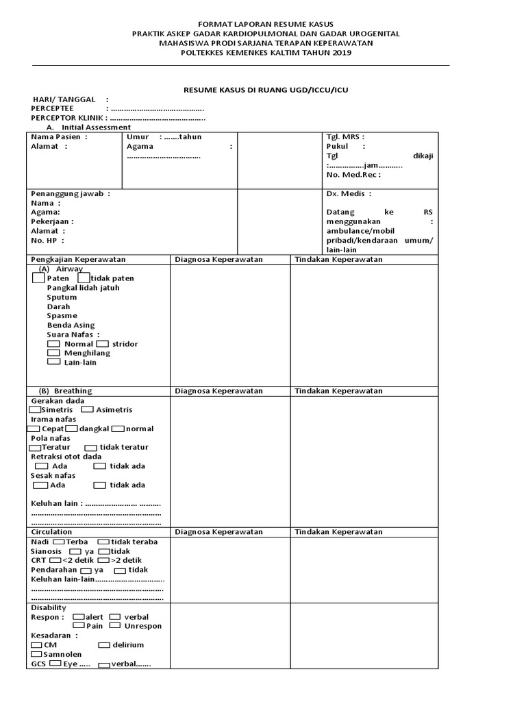 Format Laporan Resume Kasus | PDF