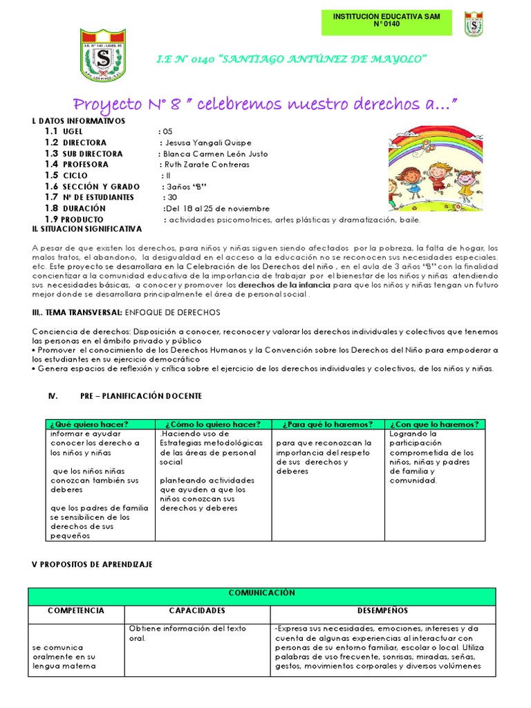 Proyecto Derechos Del Niño | PDF | Evaluación | Aprendizaje