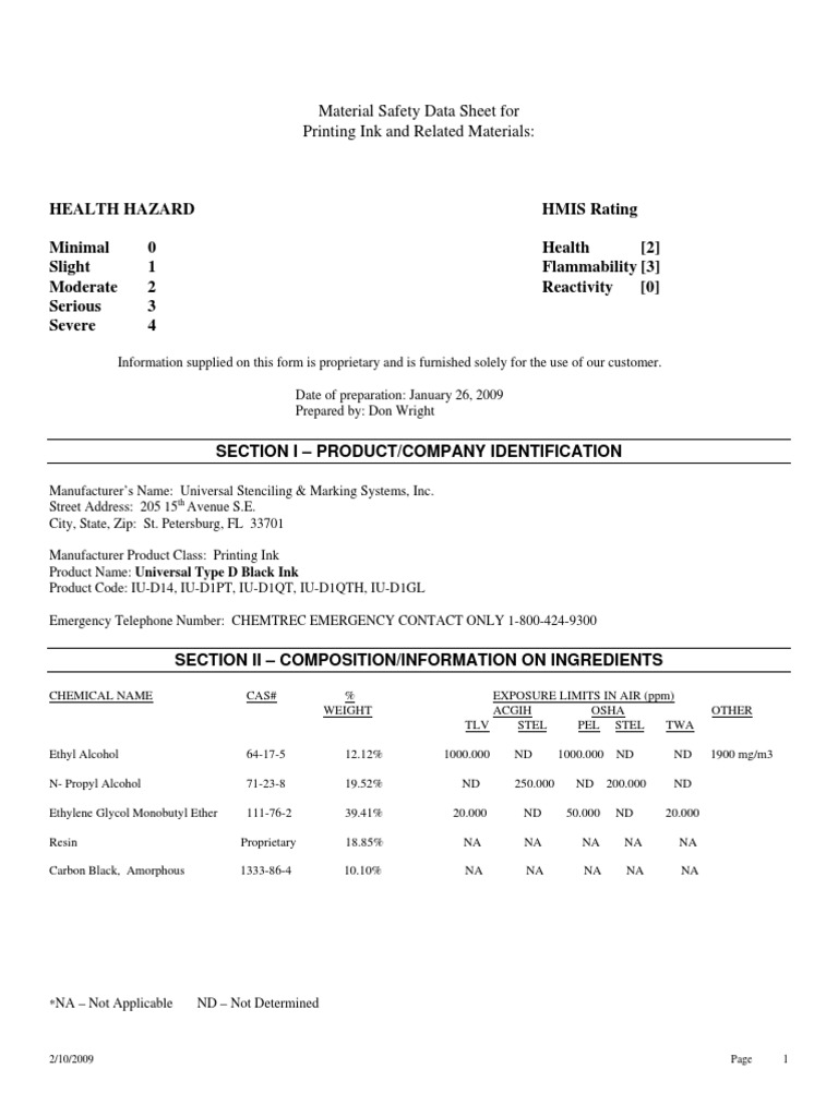MSDS Tinta Printer | PDF | Toxicity | Firefighting
