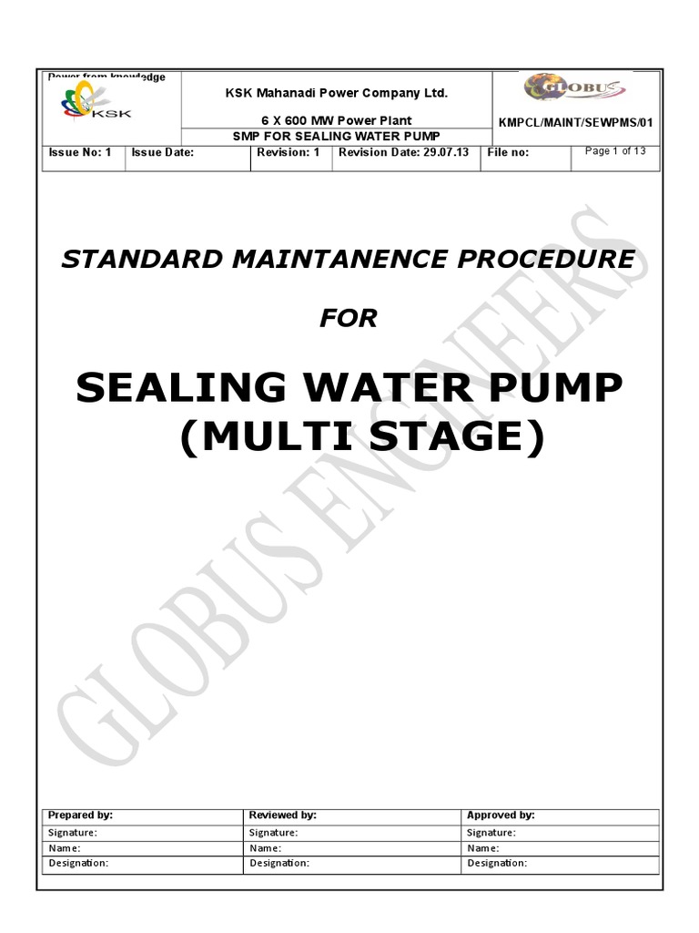 Sealing Water Pump Maintenance Guide | PDF | Bearing (Mechanical) | Pump