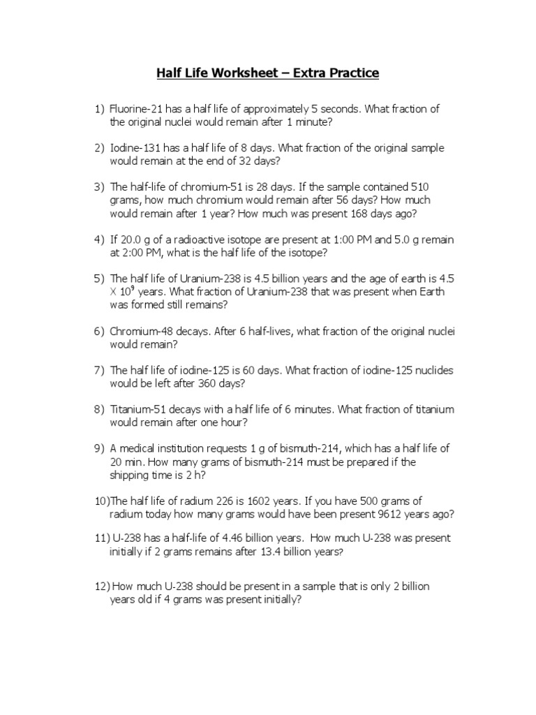 Half Life Reaction | PDF | Radioactive Decay | Isotope