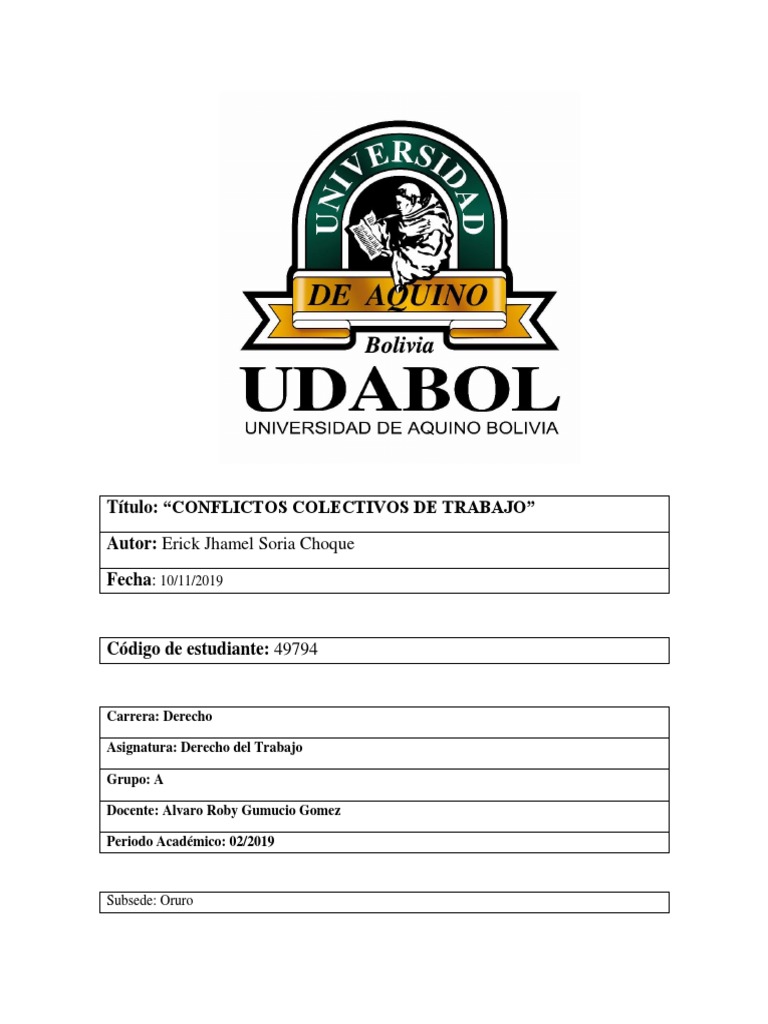 Erick Jhamel Soria Choque | PDF | Derecho laboral | Sindicato