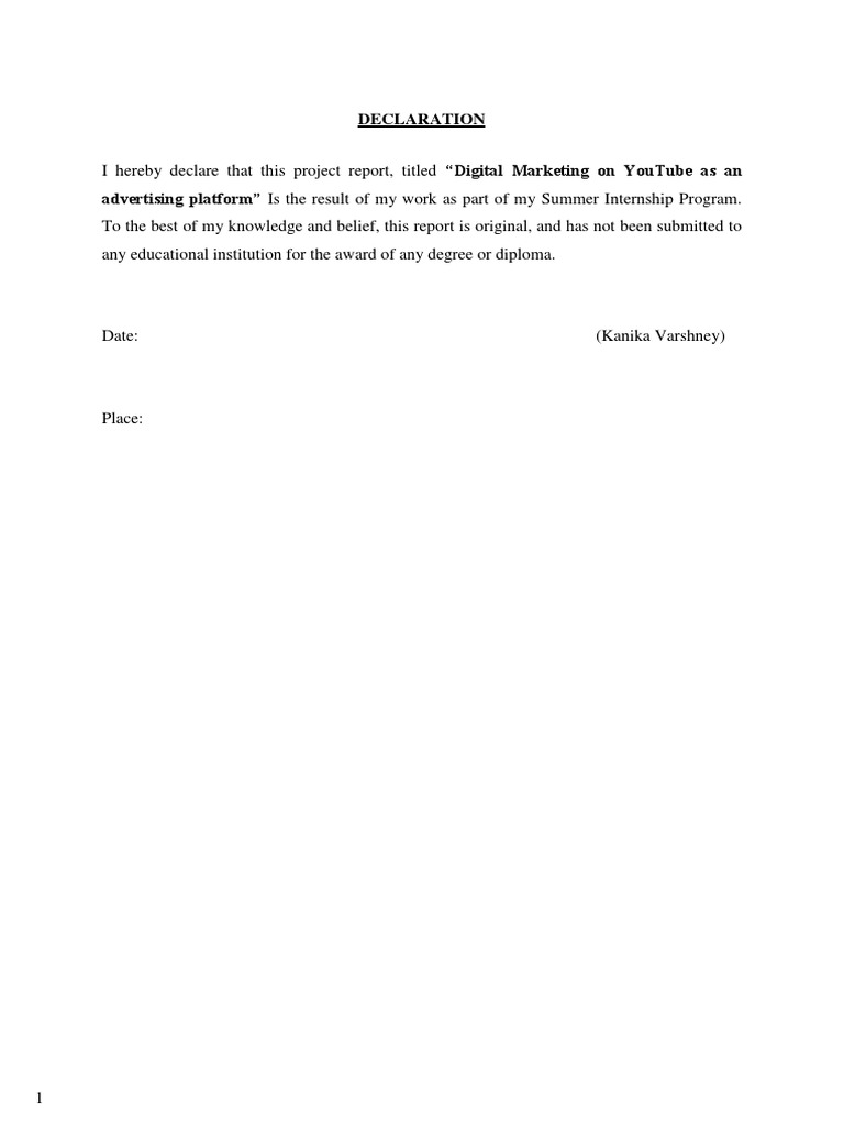 ProjectReportOn YouTube | PDF | Advertising | Online Advertising