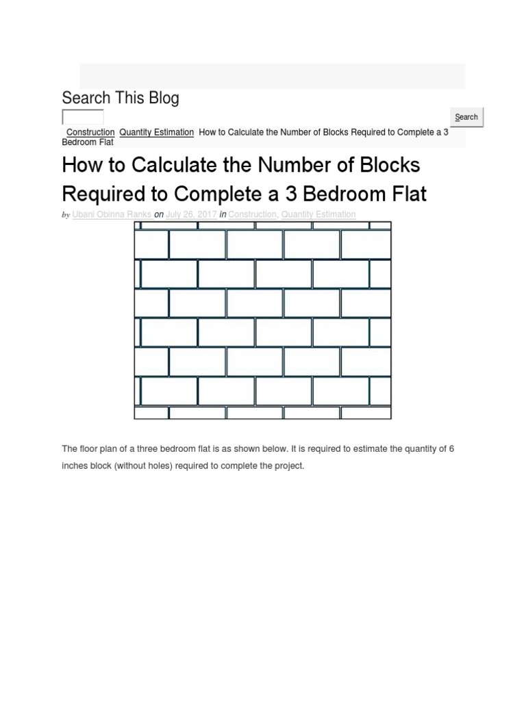 Block Calculation for 3 Bedroom Flat | PDF | Building Engineering ...