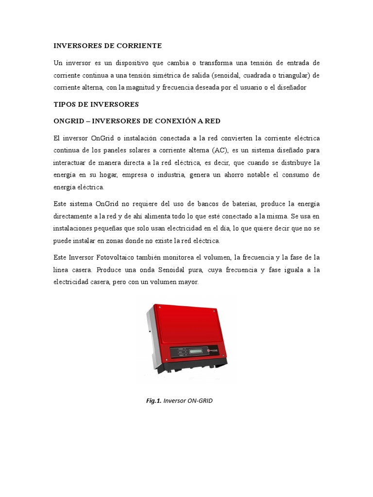 Tipos de Inversores | PDF | Inversor de energia | Corriente alterna