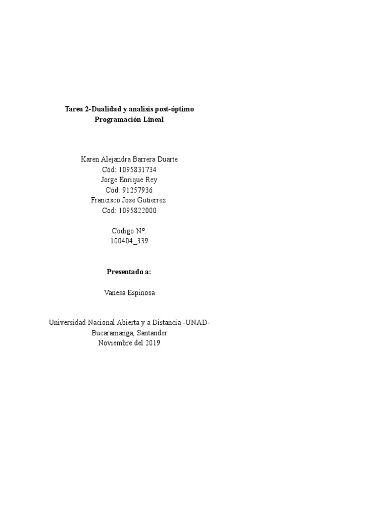 Tarea2 Dualidad y Análisis | PDF | Panes | Alimentos basicos