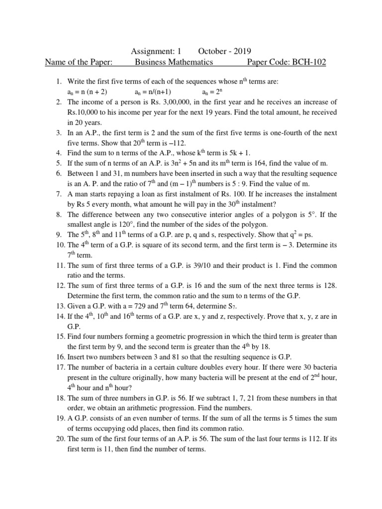 Assignment 1 BCOM First BM-1 | PDF | Interest | Teaching Mathematics