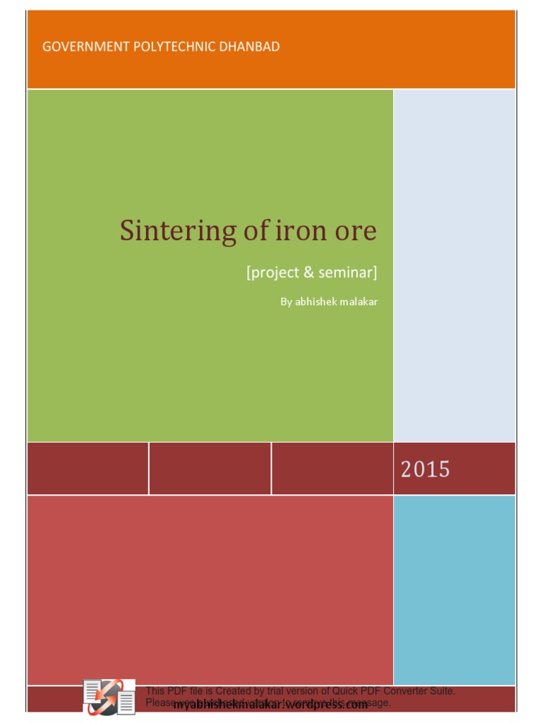 Sintering of Iron Ore PDF | PDF | Blast Furnace | Crystallite