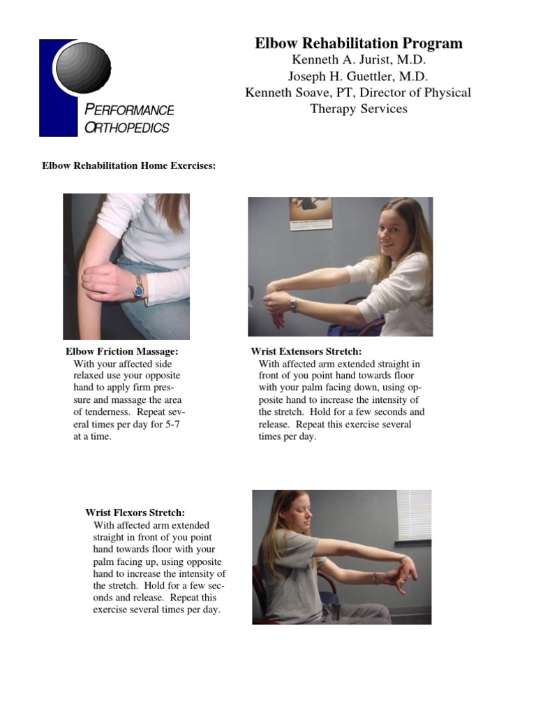 Elbow Rehabilitation Home Exercises | PDF | Anatomical Terms Of Motion ...