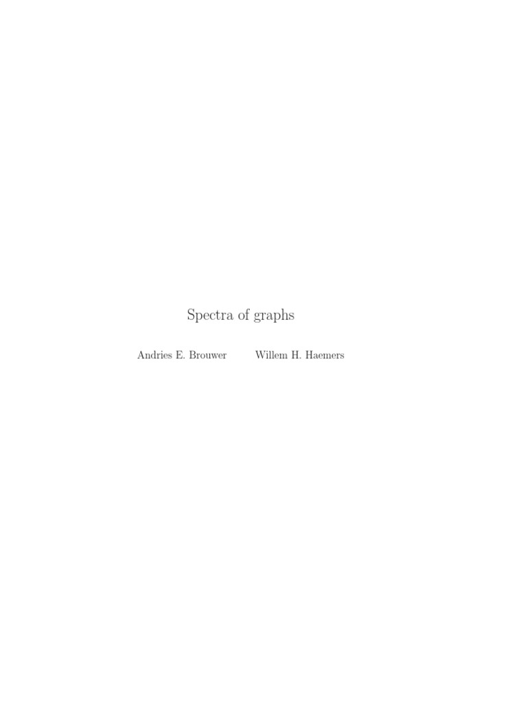 Spectra Of Graph By Haemers Pdf Eigenvalues And Eigenvectors Vertex Graph Theory