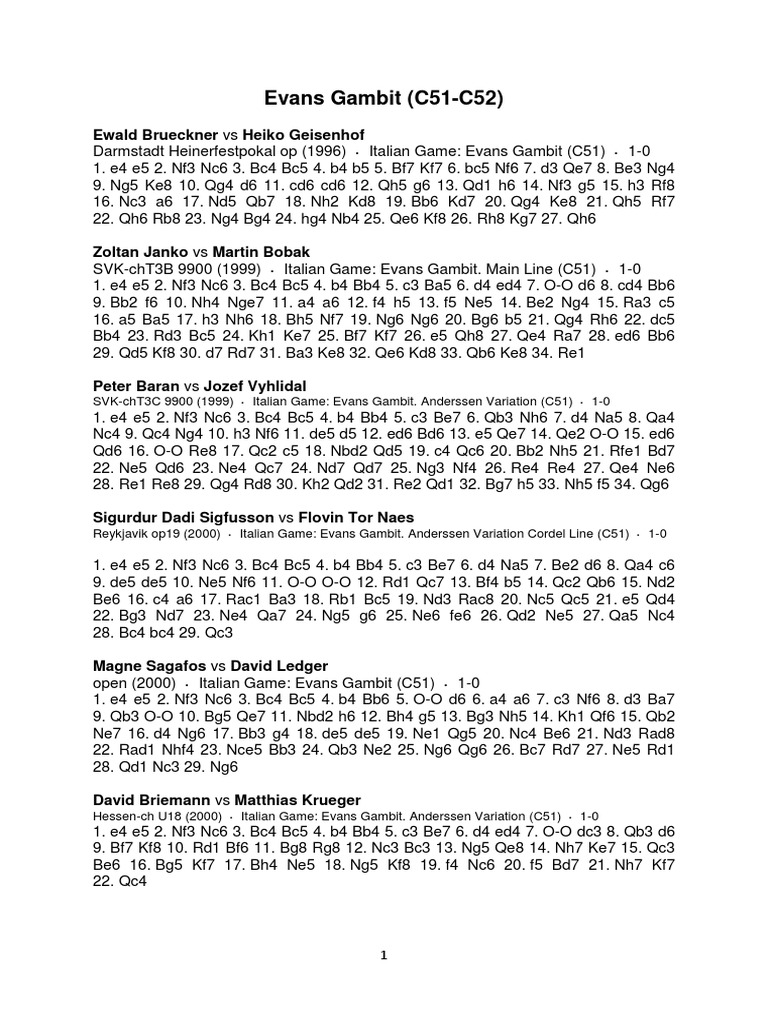 Evans Gambit | PDF | Chess Openings | Chess Theory