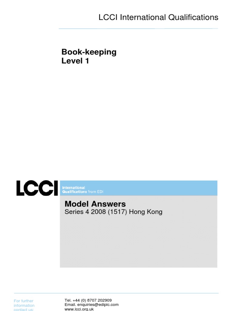 2008 LCCI Level1 Book-Keeping (1517-4) | PDF | Debits And Credits ...