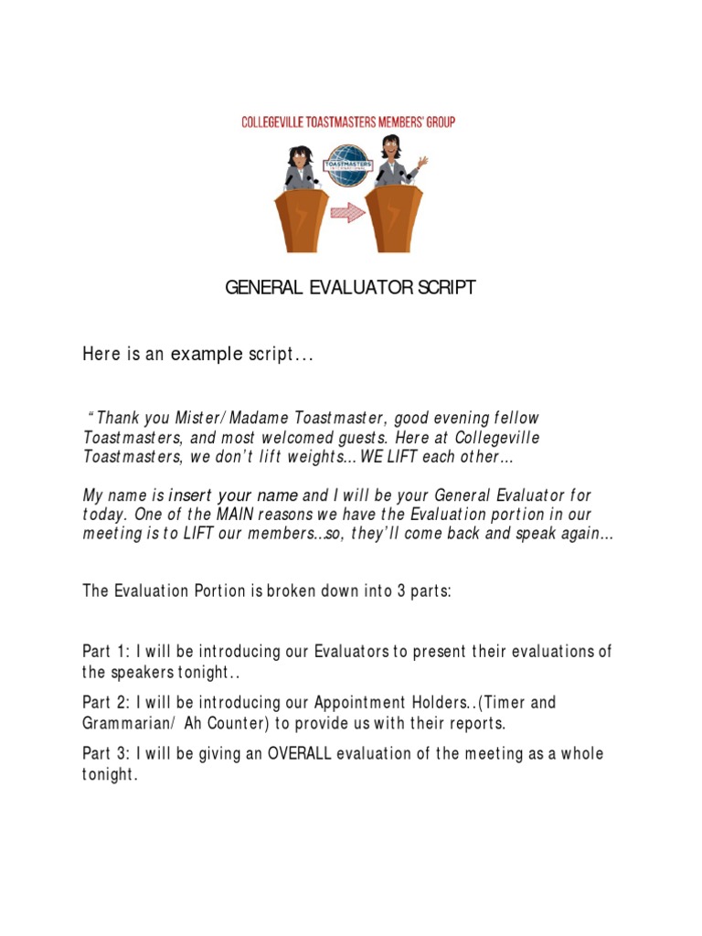 General Evaluator SCRIPT 2018 | PDF