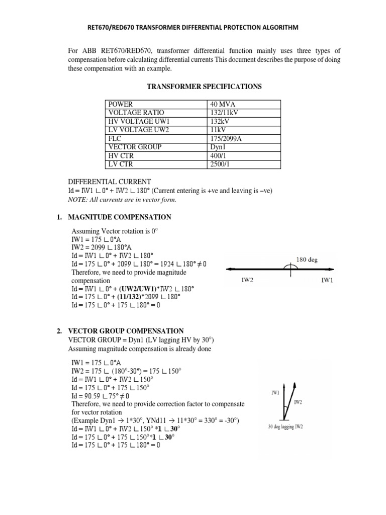 Diff Relay Calculation | PDF | Transformer | Electromagnetism