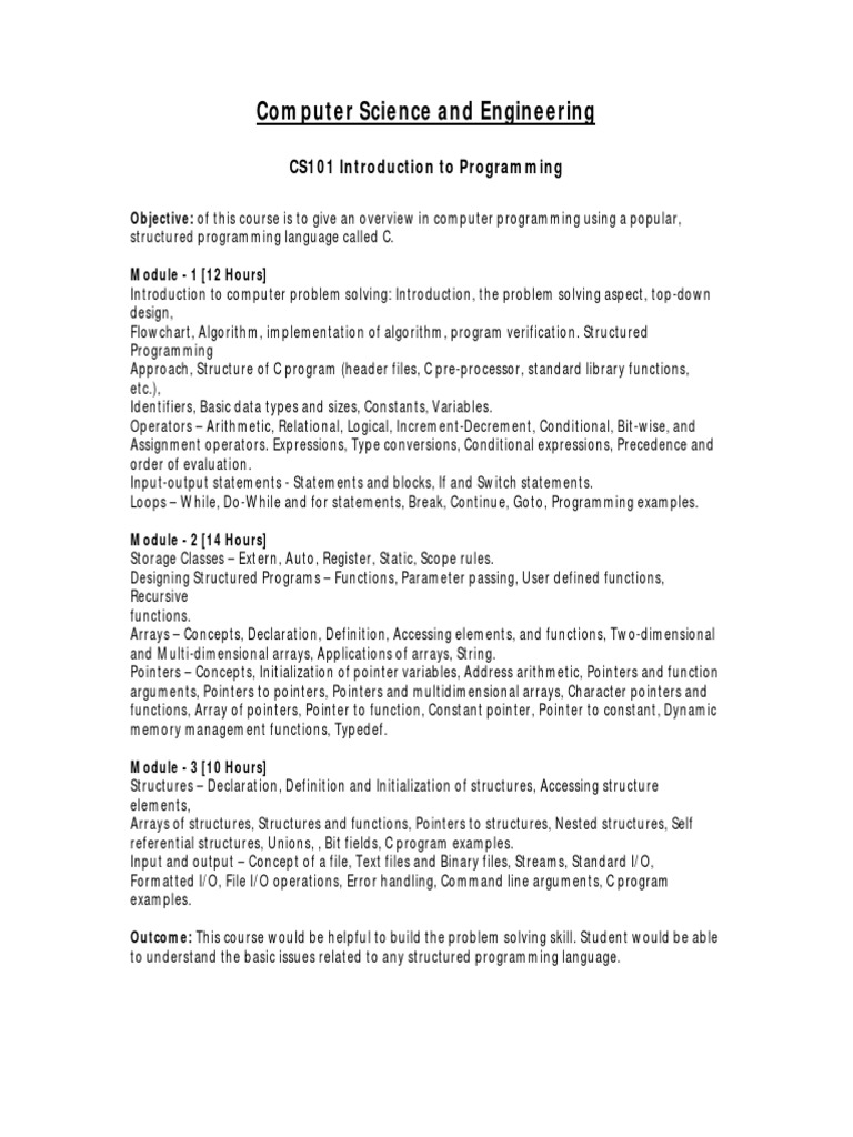 6 Syllabus For Btech Joined 2018 Onwards Pdf Amplifier Pointer Computer Programming 8957