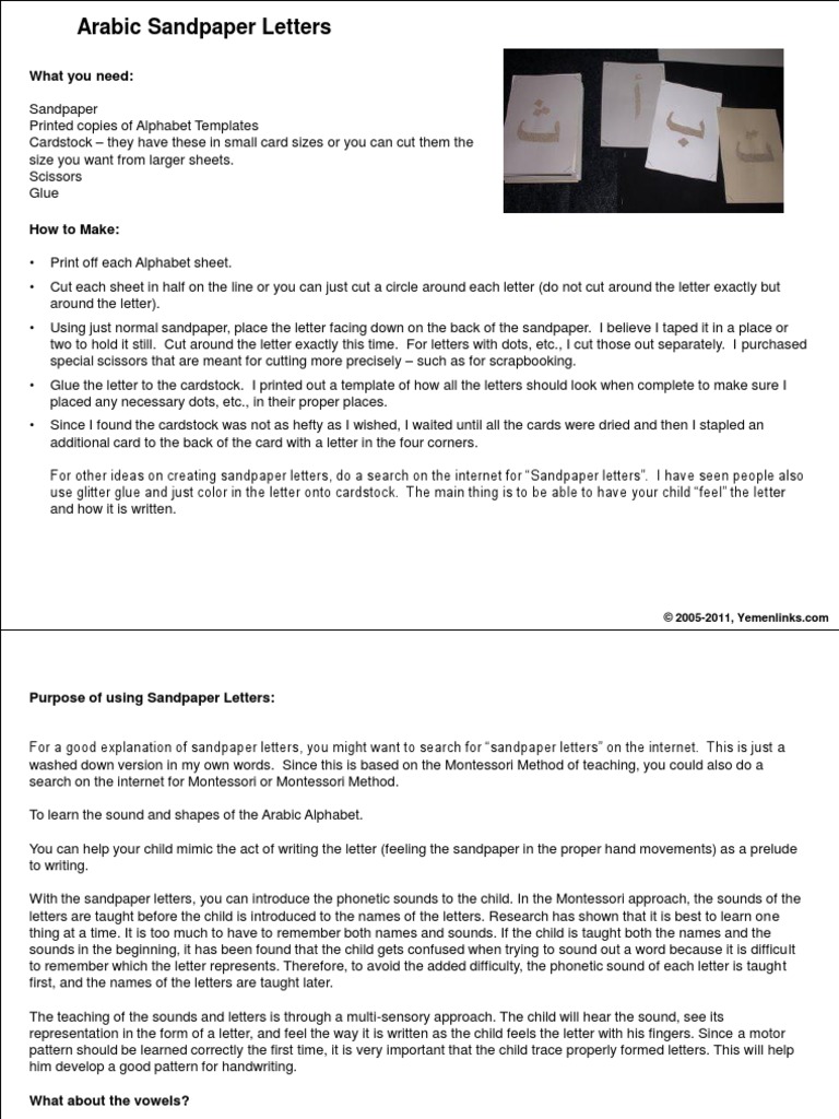 Arabic Sandpaper Template | Download Free PDF | Montessori Education ...