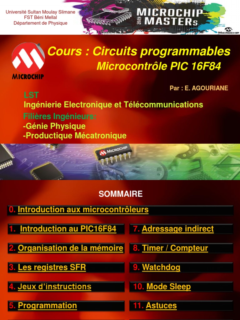 Cours LST PIC 16F84 2019-2020 | PDF | Microcontrôleur | Assembleur