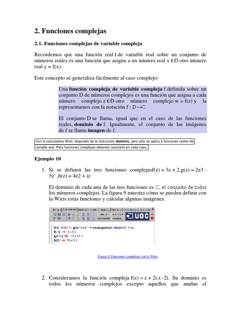 Funciones Complejas de Variable Compleja | PDF | Número complejo ...
