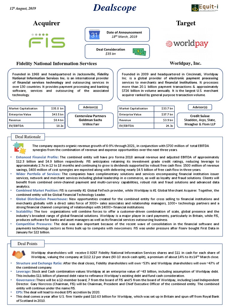 Fis Worldpay Pdf Financial Services Financial Economics