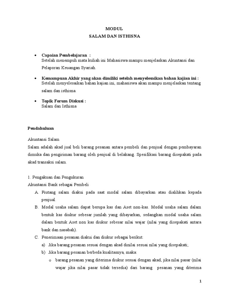 Salam Dan Istishna | PDF