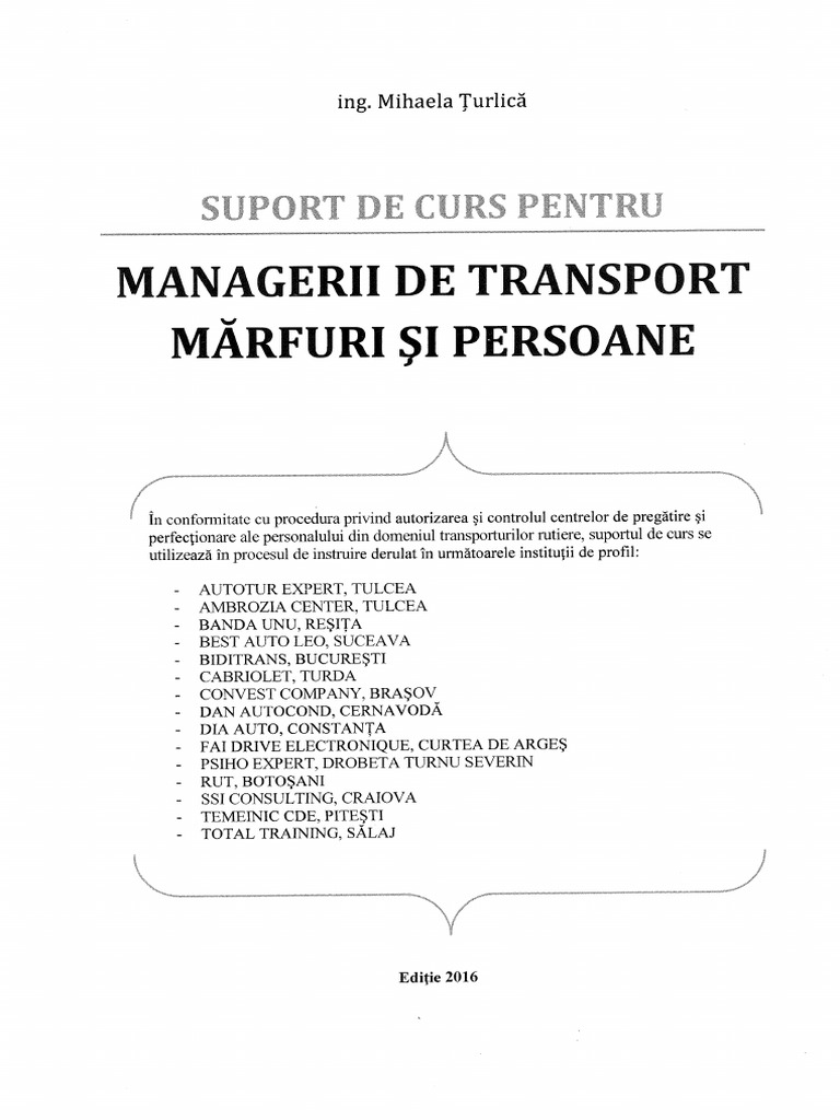 CURS Manager Transport Marfa | PDF