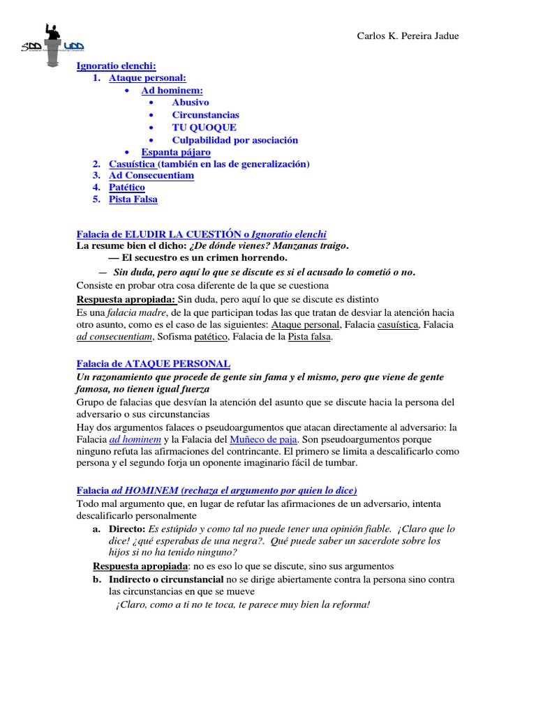 Falacias (Ignoratio Elenchi) | PDF | Falacia | Consecuencia Lógica