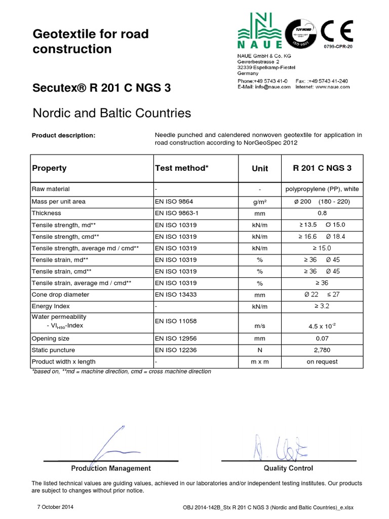 SECUTEX R 201 Ficha Técnica | PDF | Ultimate Tensile Strength ...