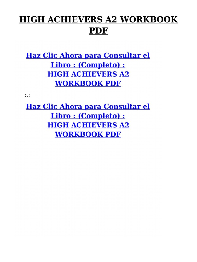 High Achievers A2 Workbook PDF | PDF