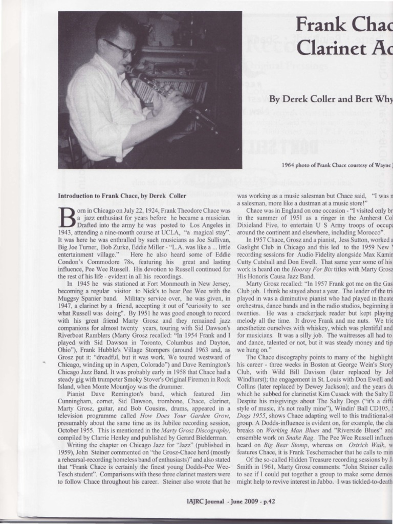 Frank Chace IAJRC | PDF | Jazz | Blues