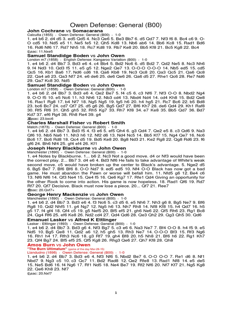 Owen Defense | PDF | Chess Openings | Game Theory