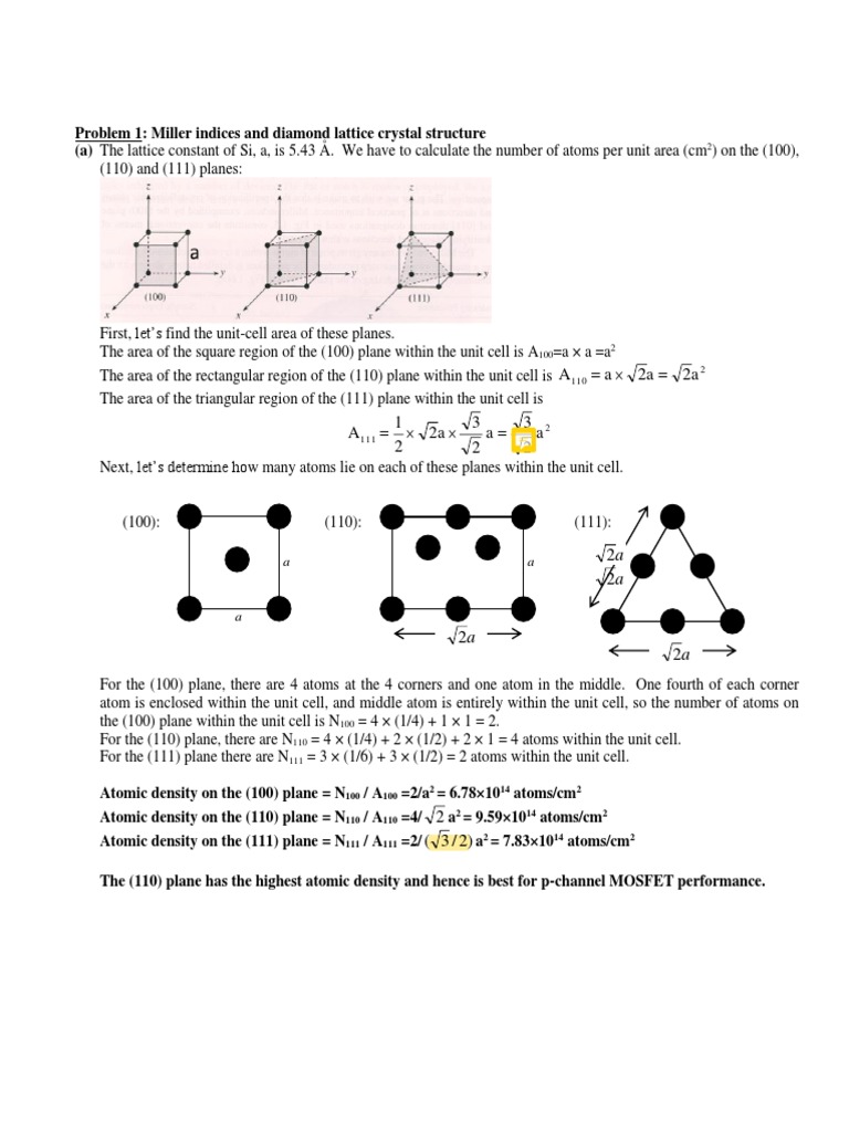 Si Crystal Planes Atomic Density | PDF