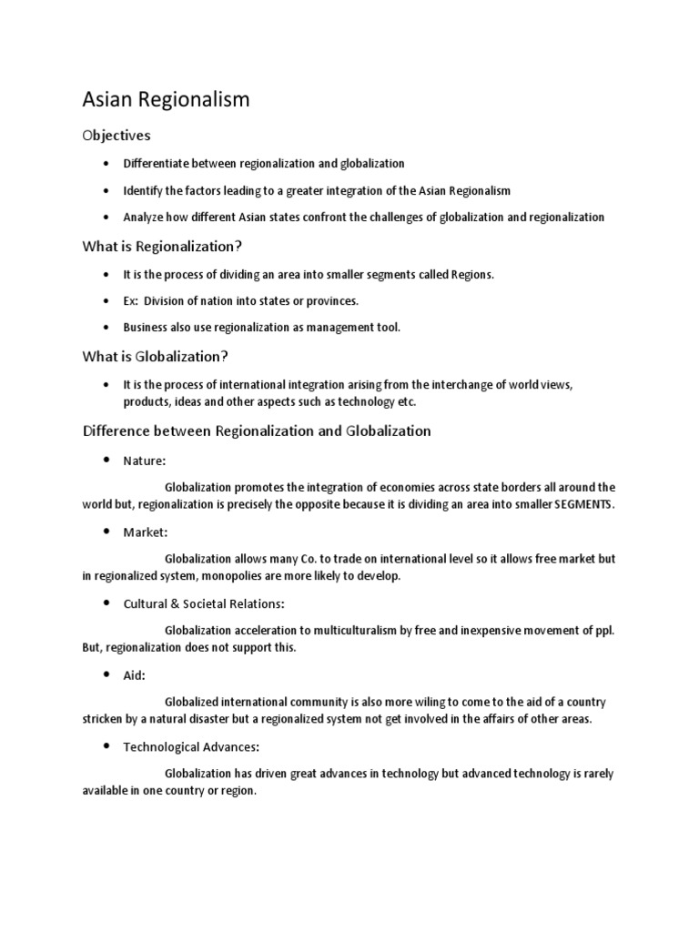 Asian Regionalism | PDF | Regional Integration | Globalization