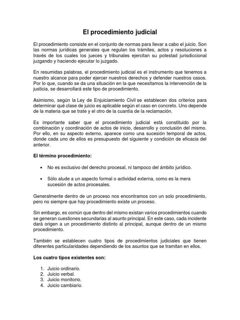 El Procedimiento Judicial | PDF | Ley procesal | Moralidad