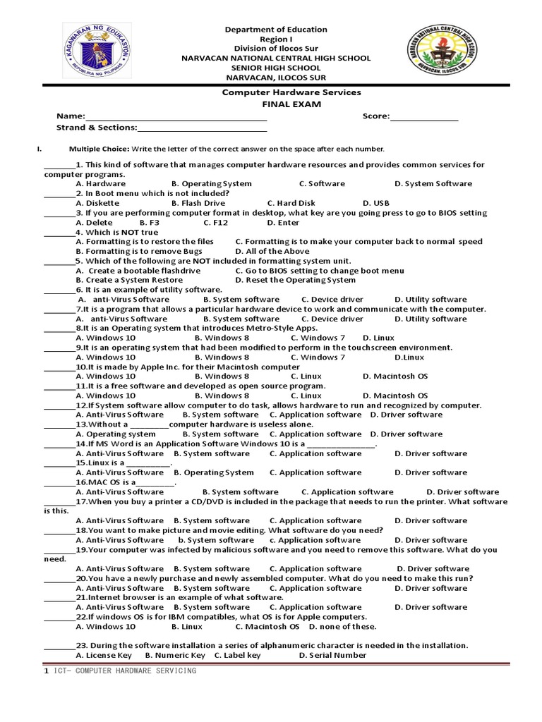 CHS Exam Final Lubeth | Download Free PDF | Operating System | Personal ...