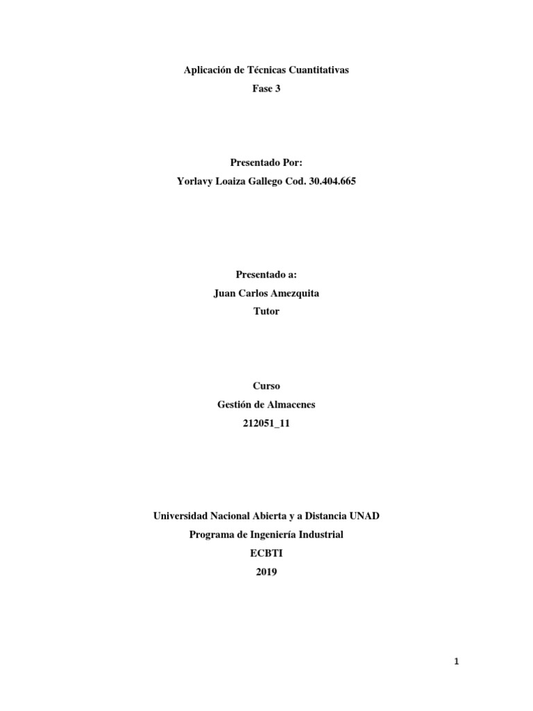 Fase 3 - 212051 - 11 - GA - E1a | PDF | Inventario | Almacén Fase 3 - 212051 - 11 - GA - E1a | PDF | Inventario | Almacén