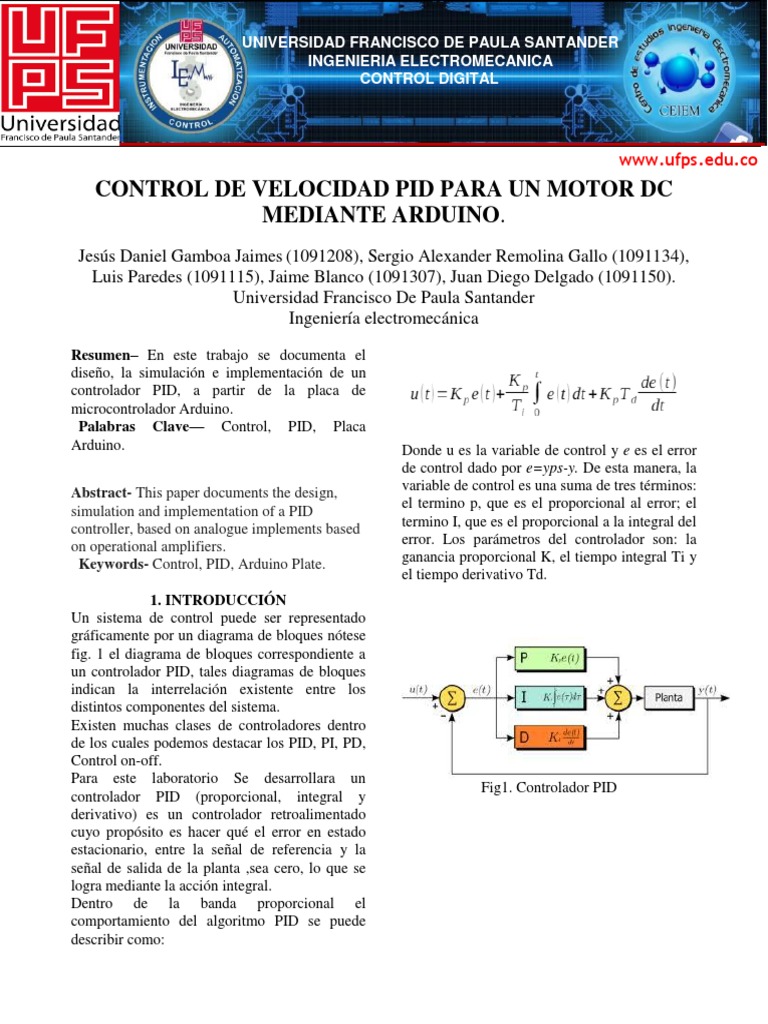 Control PID de Velocidad de Un Motor DC | PDF | Cibernética ...