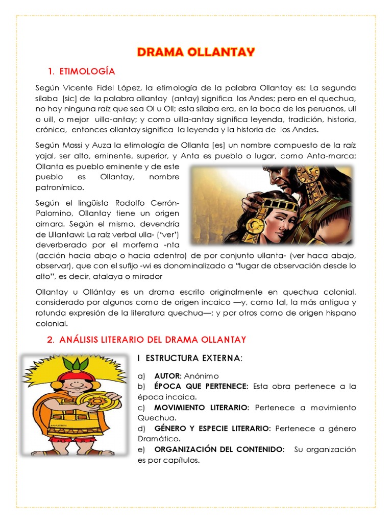 Análisis del Drama Ollantay en Quechua | PDF | Imperio Inca | Perú