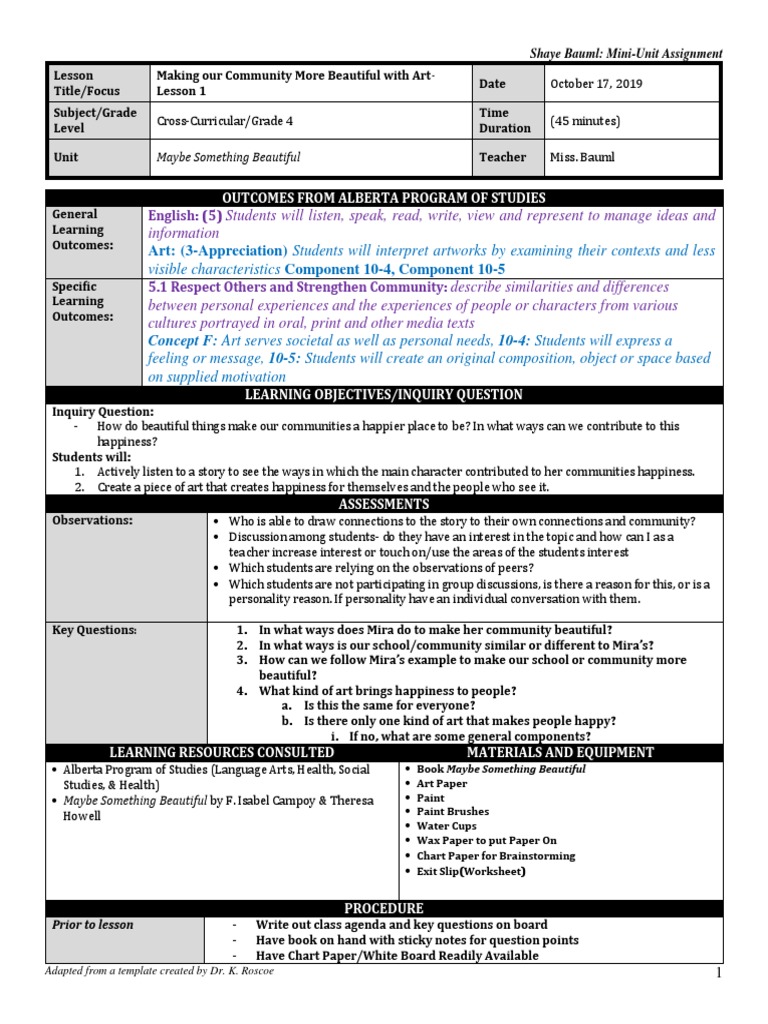 Maybe Something Beautiful - Lesson 1 | PDF | Question | Conversation
