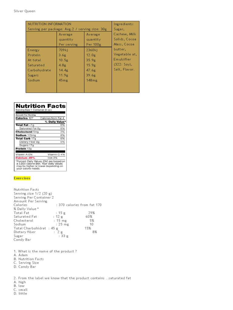 Label Soal | PDF | Nutrition Facts Label | Vitamin C