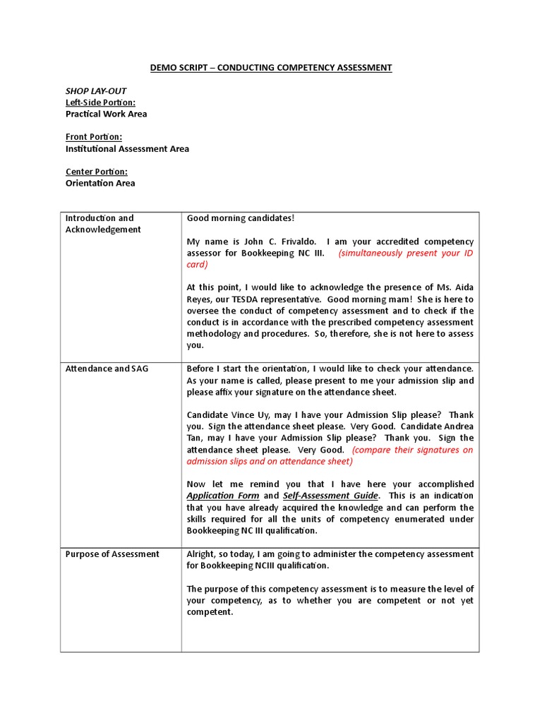 Conducting Competency Assessment - Demo | PDF | First Aid | Bookkeeping