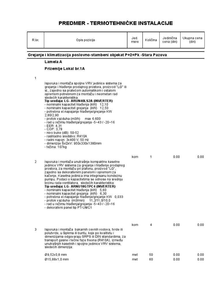 Predmer I Predracun-Grejanje-Zgrada OK | PDF