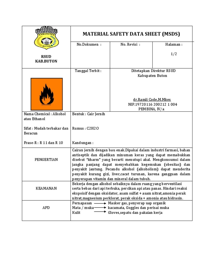 MSDS Alkohol | PDF