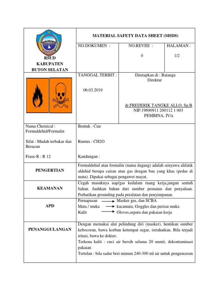 MSDS Formalin | PDF
