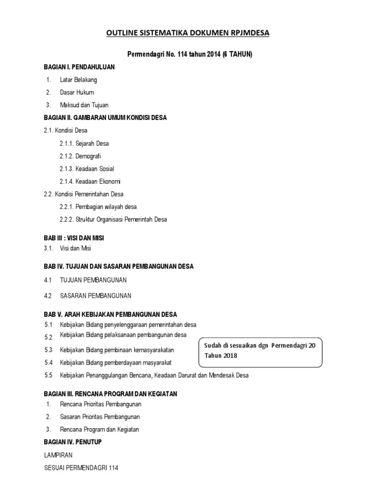 Rencana Pembangunan Jangka Menengah Desa | PDF