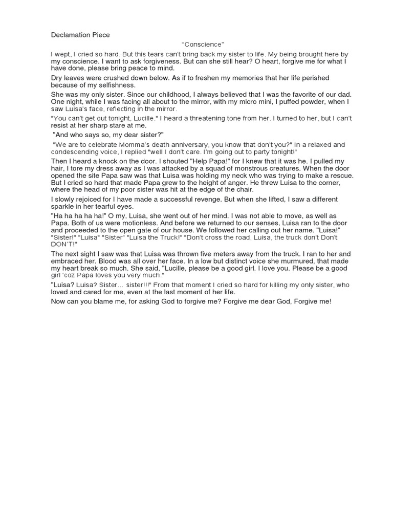 Declamation Piece | PDF