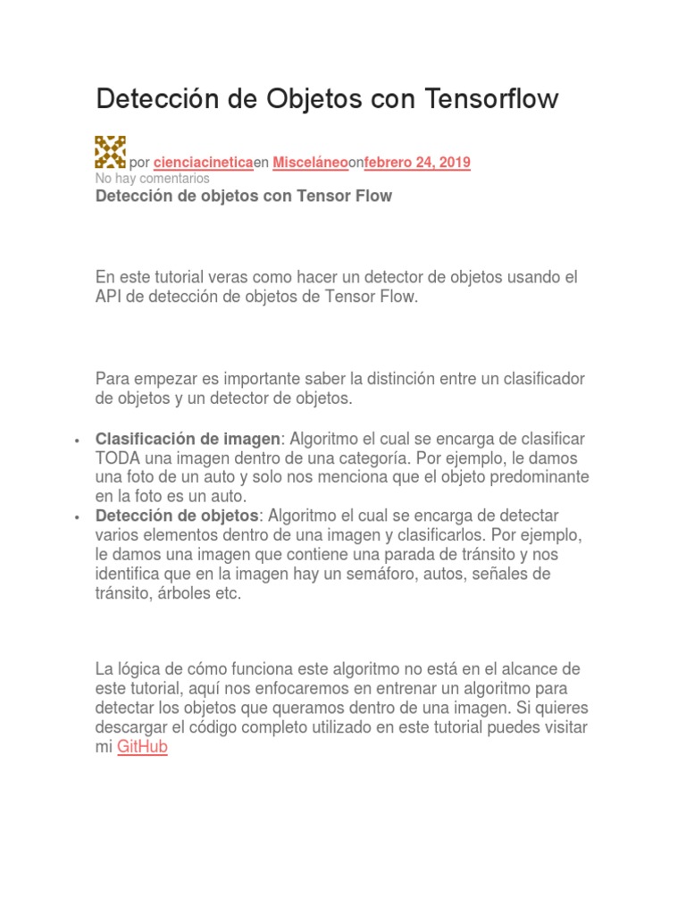 Detección de Objetos Con TENSORFLOW | PDF | Programa de computadora ...