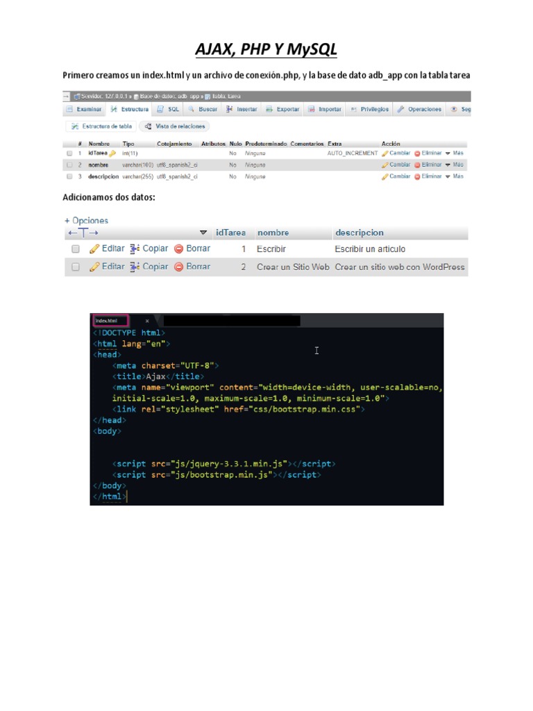 Ajax, PHP y Mysql | PDF | Php | Ajax (Programación)