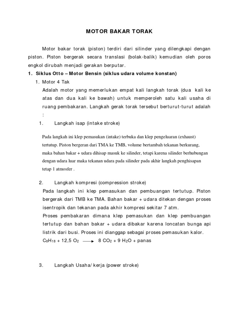 Tep.202 Handout Motor Bakar Torak | PDF | Teknologi & Rekayasa